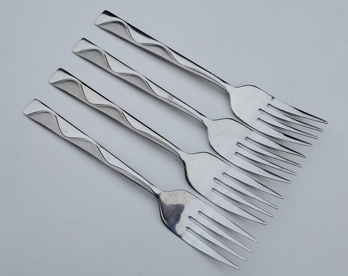 Jcpenney Stainless Flatware JAZZ Pattern - Set of 4 Salad Forks - Satin ...