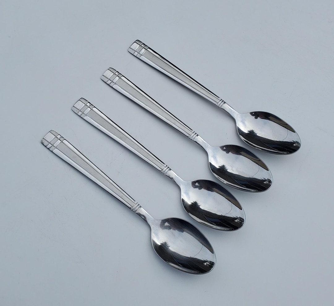 Cambridge Stainless Axis Sand Pattern - Set of 4 Teaspoons - Satin ...