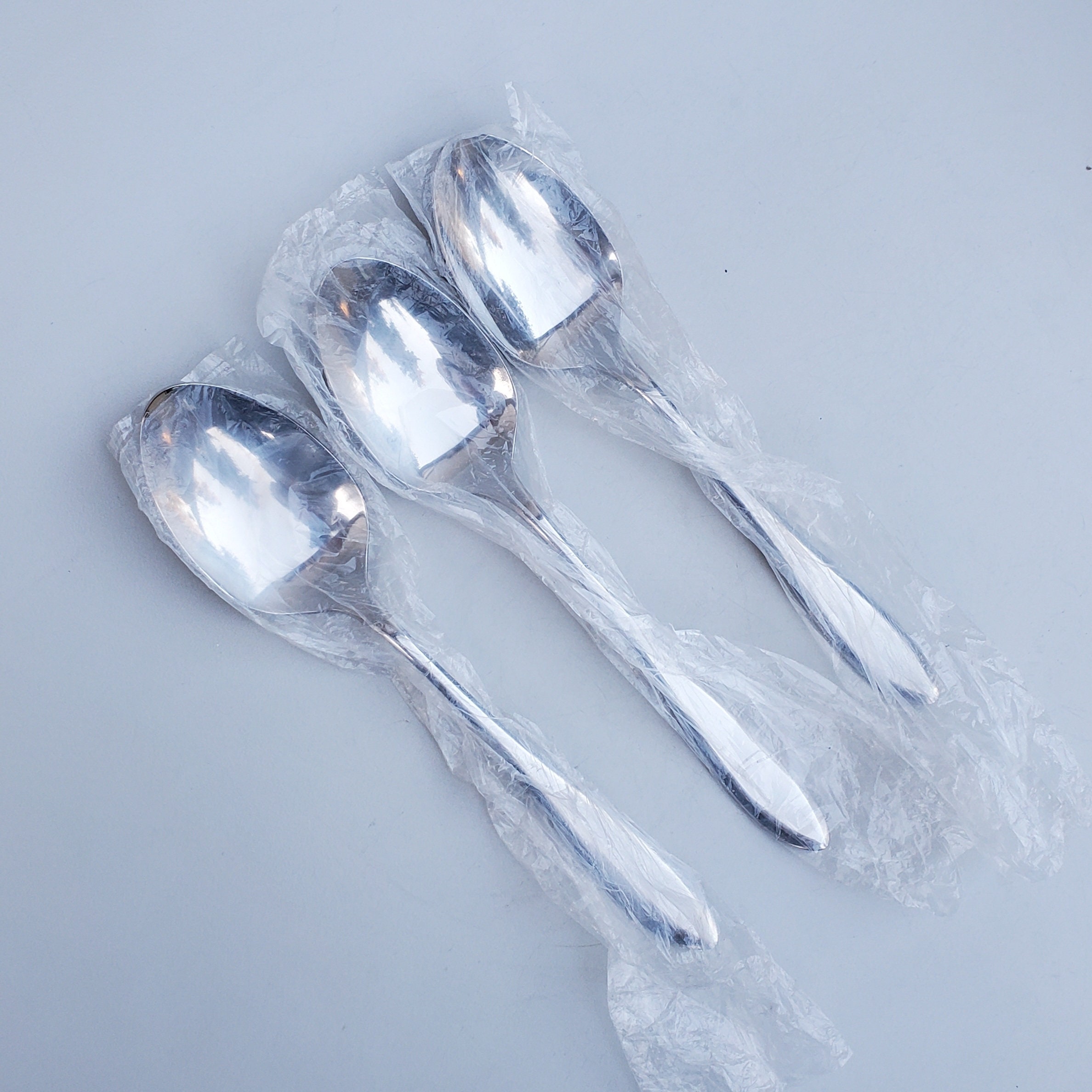 Hampton Silversmiths Conifer Pattern Set of 3 Soup Spoons Glossy Finish ...
