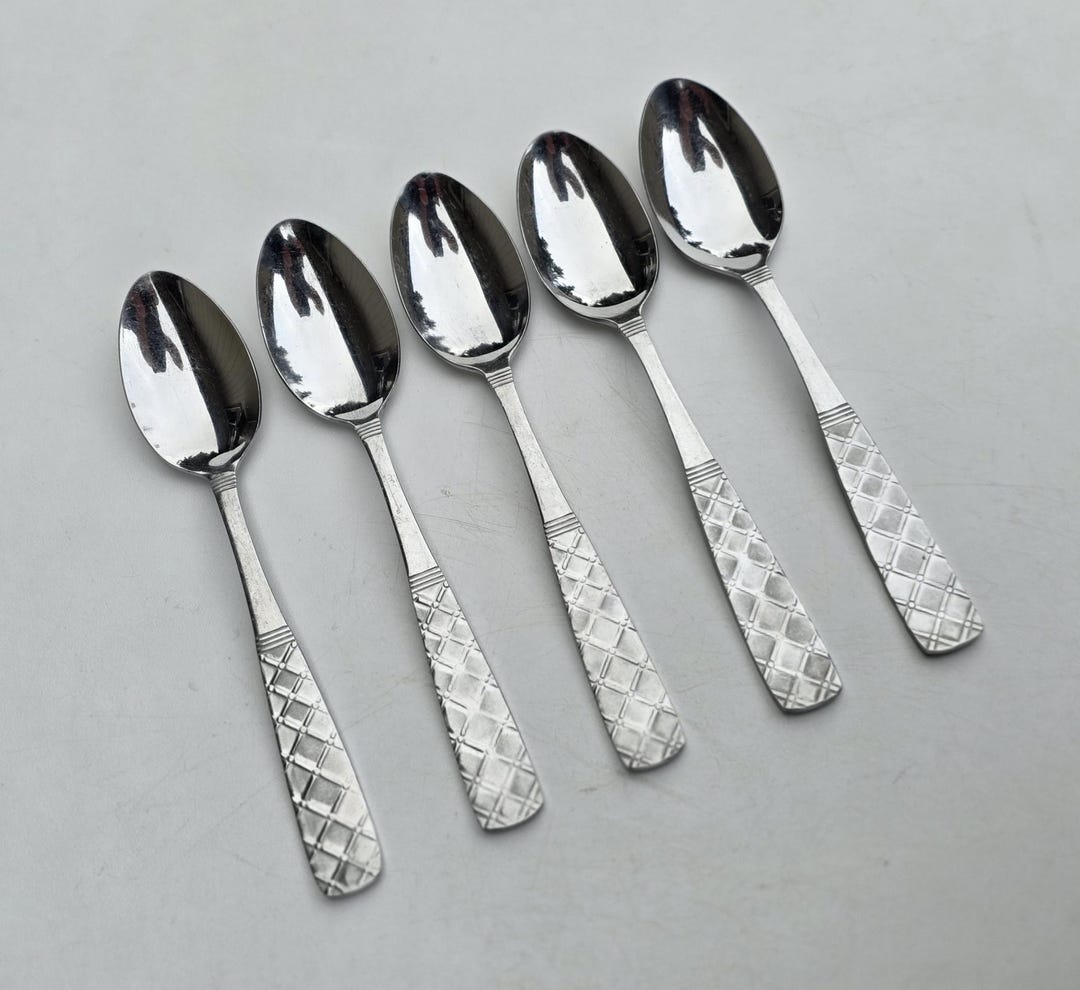 Gibson Stainless Fairford Pattern - Set of 5 Teaspoons - Glossy Finish ...