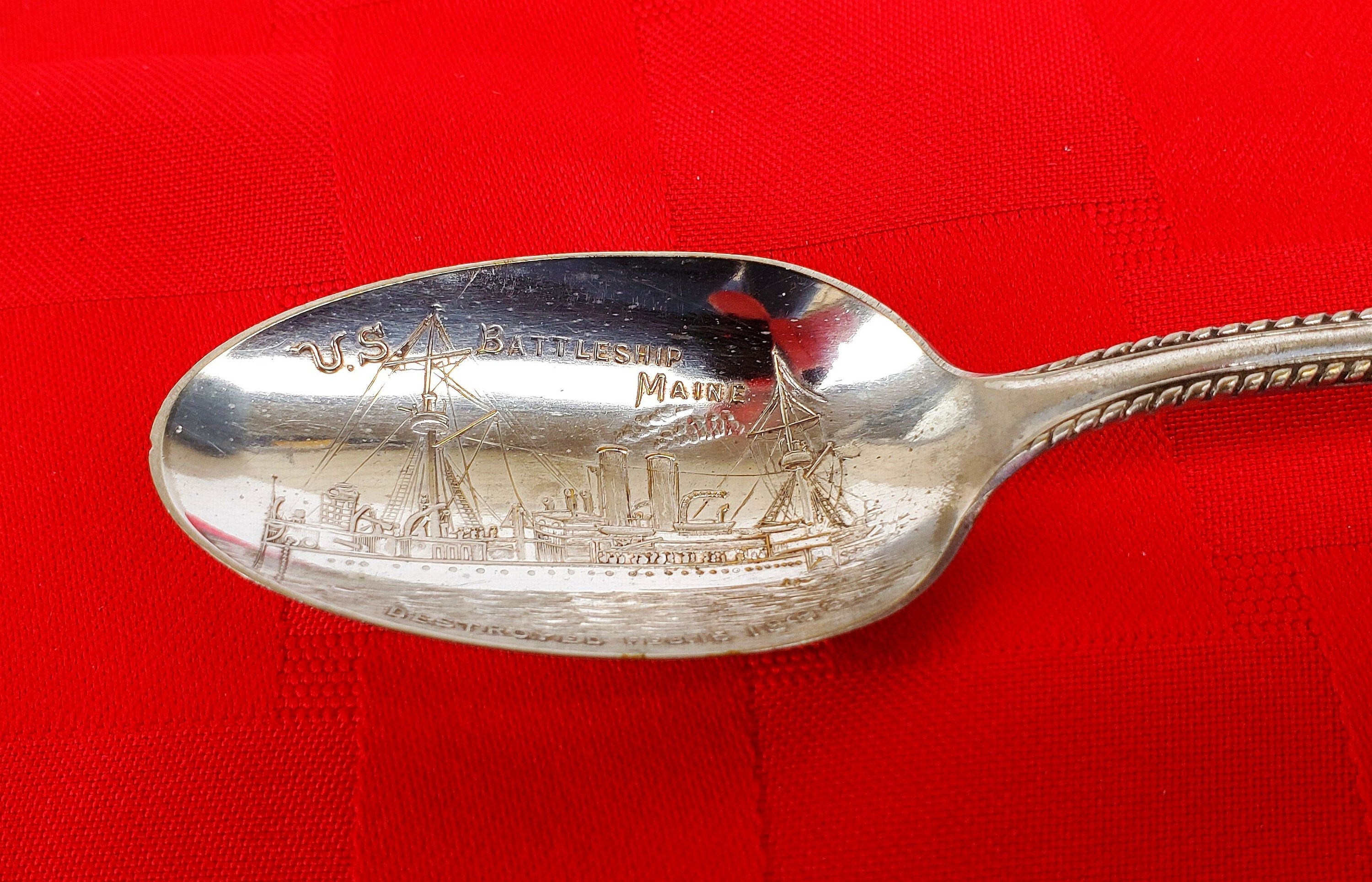 U S Battleship Maine Commemorative Novelty Spoon Captain Sigsbee ...