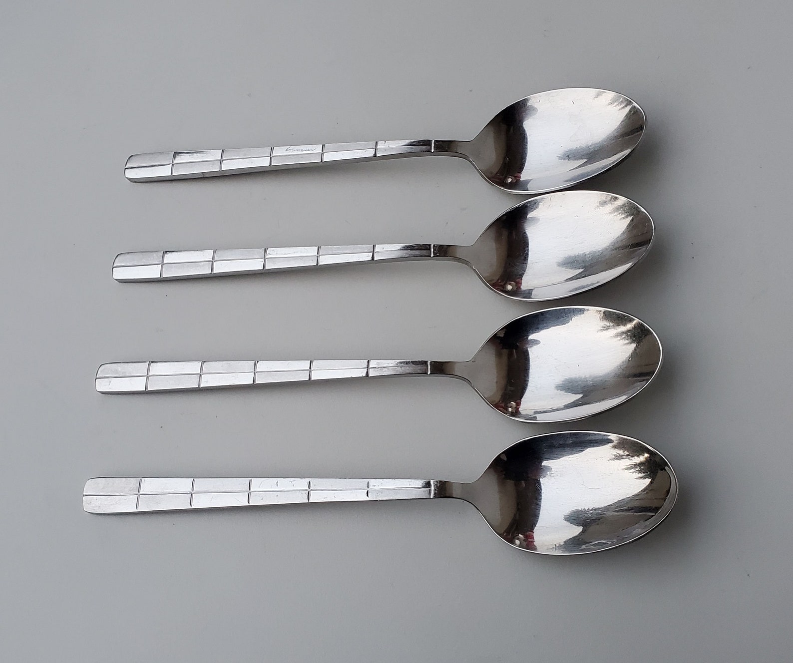 Cambridge 18/0 Stainless Landscape Pattern Set of 4 Soup Spoons Satin ...