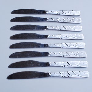 Cambridge Stainless Conquest Pattern Set of 8 Dinner Knives Frosted ...