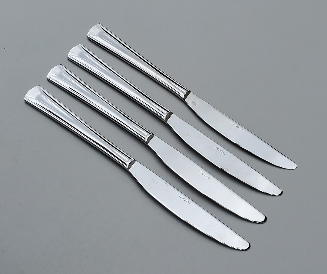 Oneida Stainless Cella Pattern - Set of 4 Glossy Dinner Knives - Glossy ...