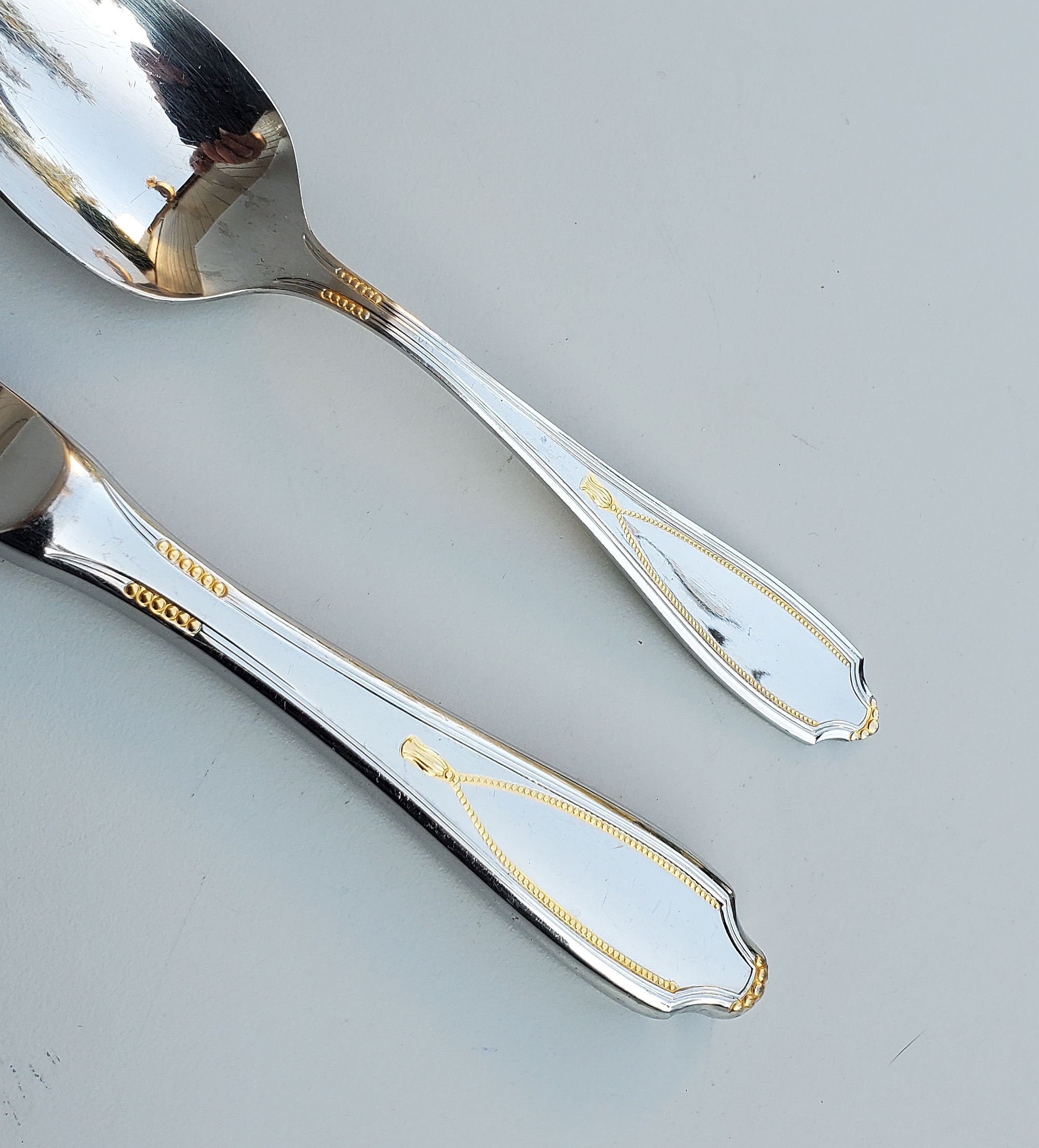 Yamazaki Stainless Victoria Gold Pattern - Set of 2 Pieces - 1 Teaspoon ...