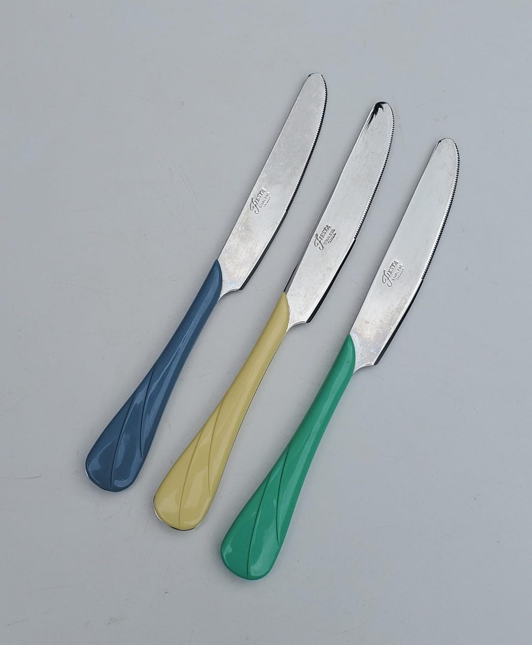 Fiesta Swirl Handle Dinner Knives - Stainless Flatware Set of 3 - Etsy