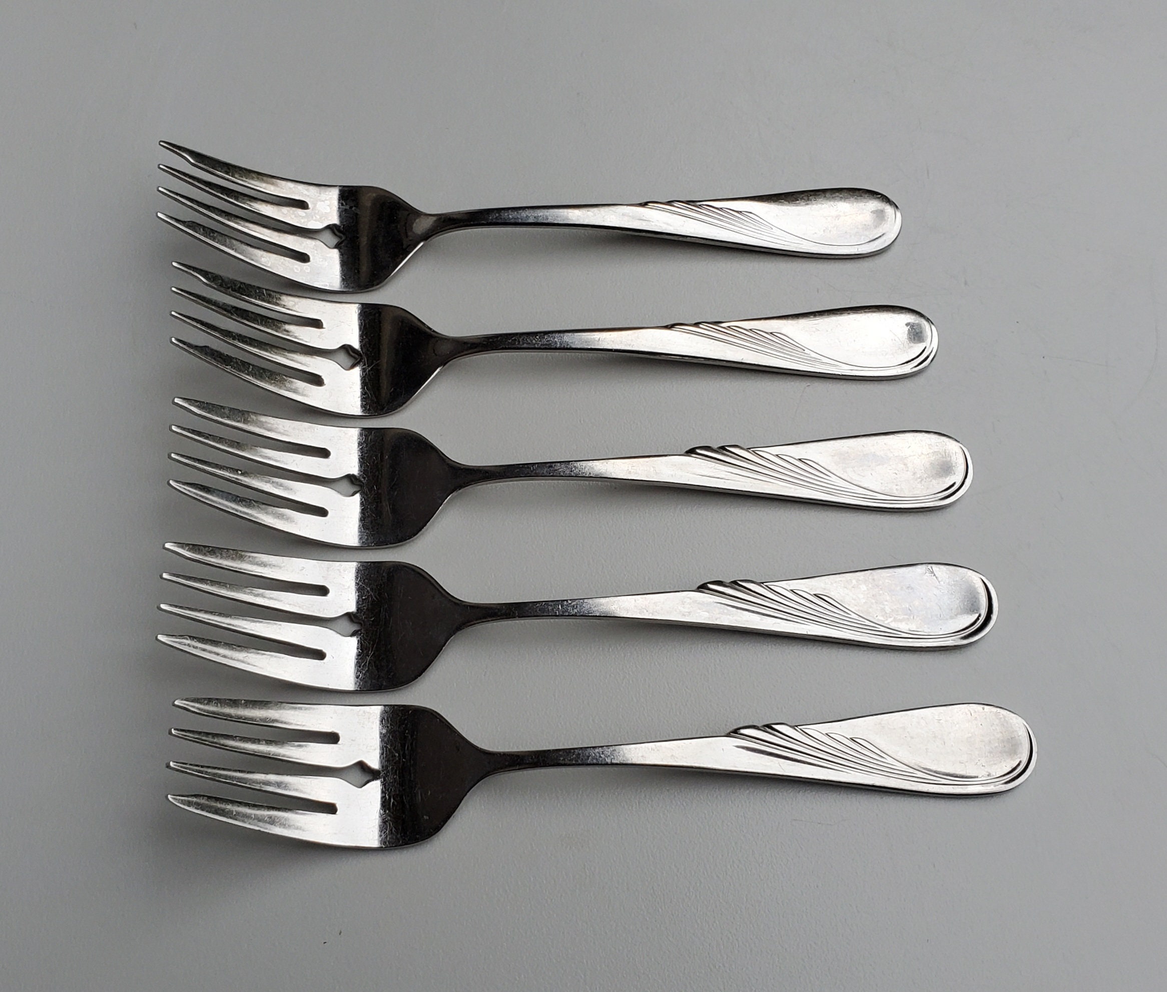 Utica Stainless Walco Goddess Pattern - Set of 5 Salad Forks - Glossy ...
