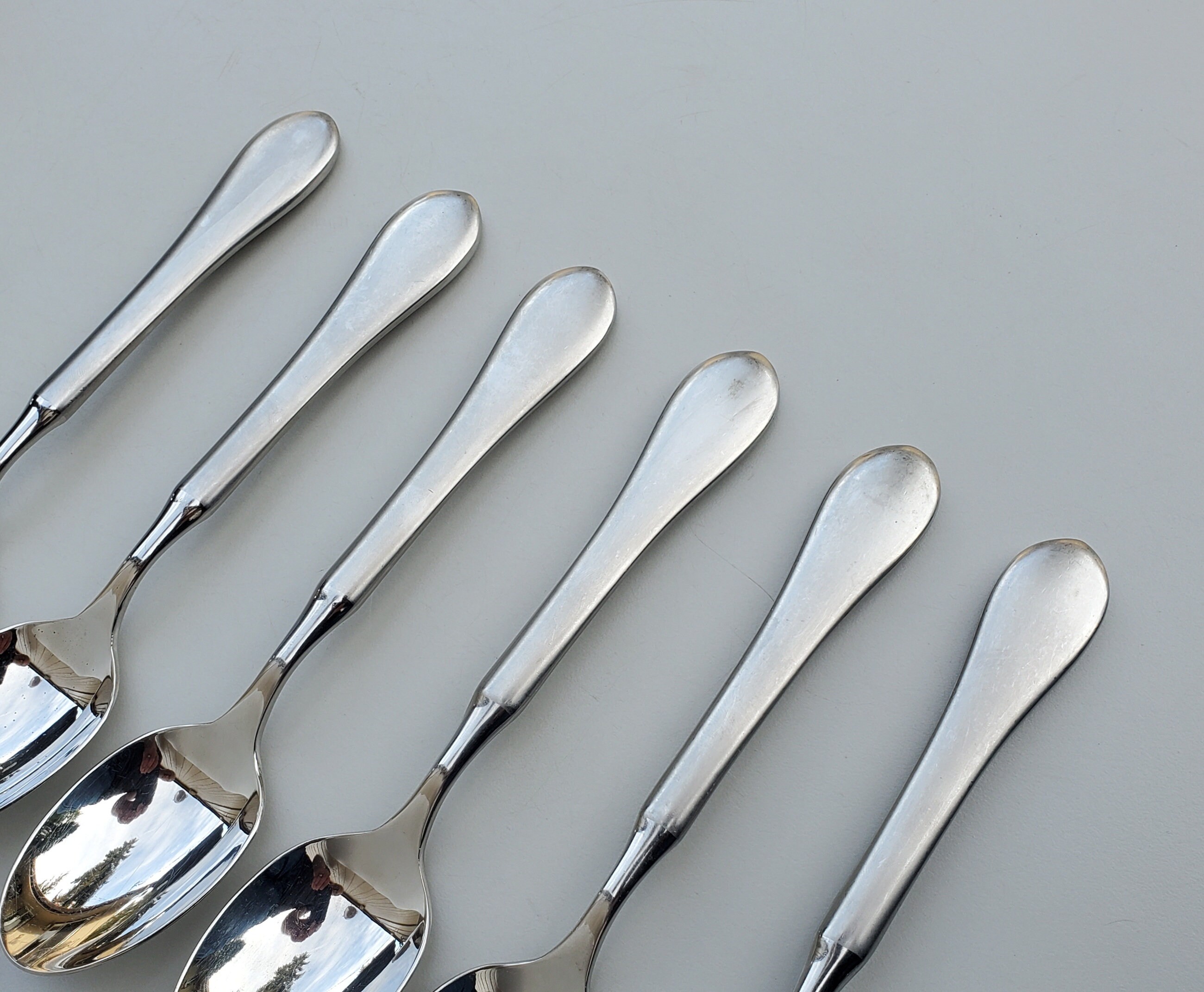 Yamazaki Stainless Mandolin Ice Pattern - Set of 6 Soup Spoons ...