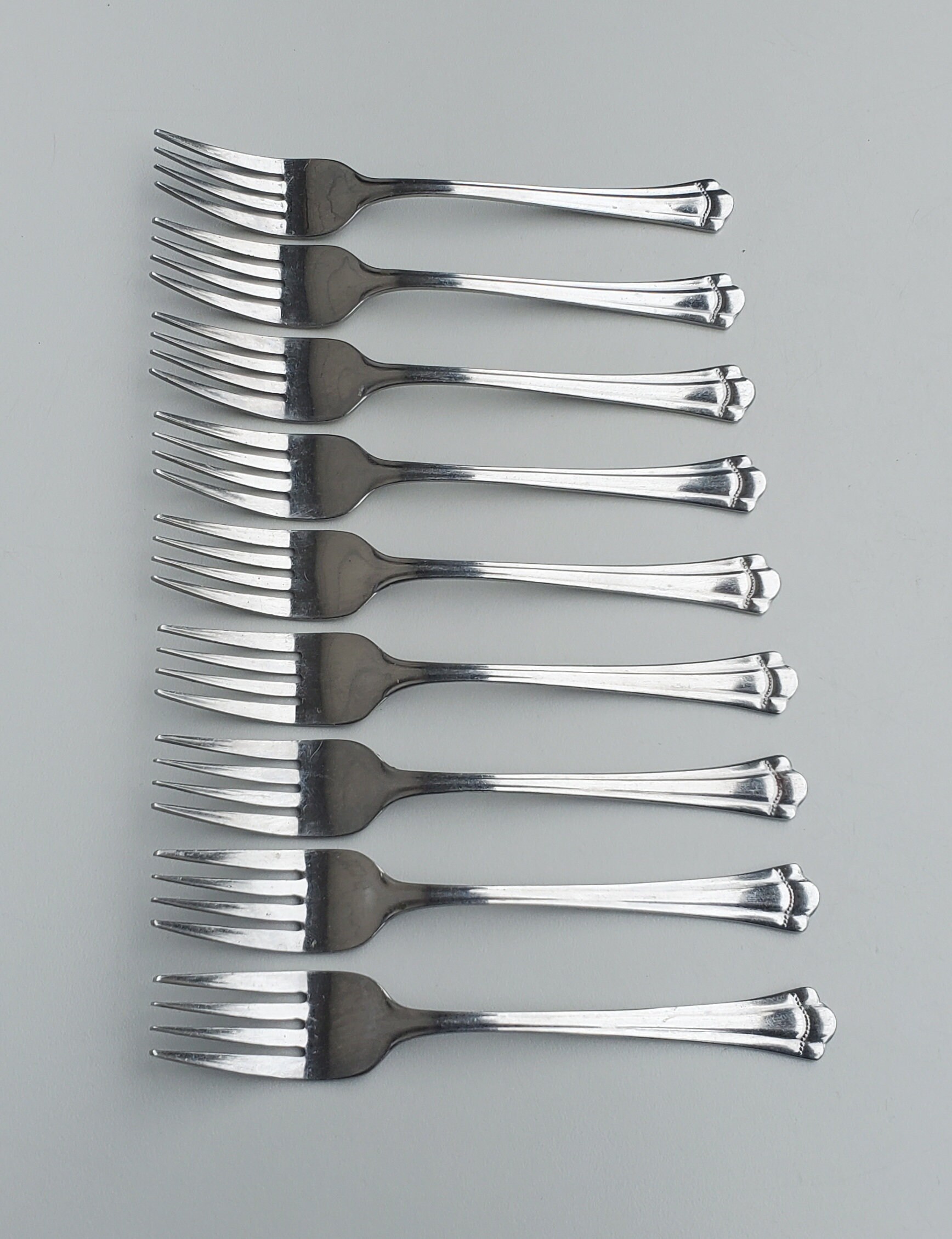 Farberware Stainless Romance Pattern Set of 9 Salad Forks Glossy Finish ...
