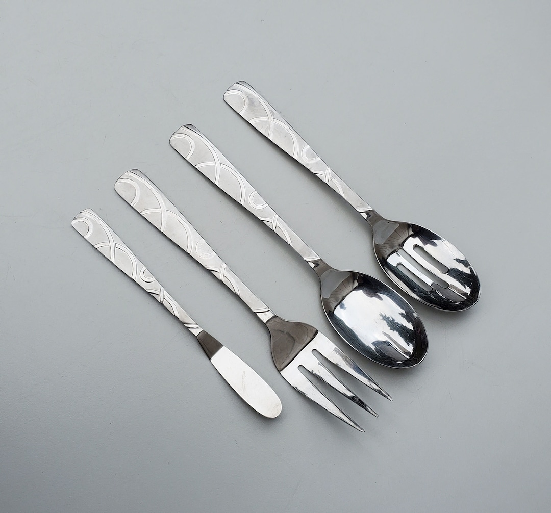 Cambridge Stainless Flatware Conquest Pattern - Set of 4 Serving Pieces ...
