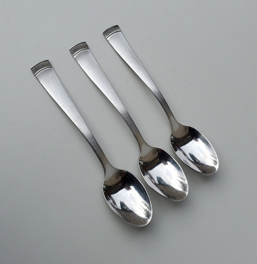 Cambridge Stainless Solvay Sand Pattern - Set of 3 Teaspoons - Satin ...
