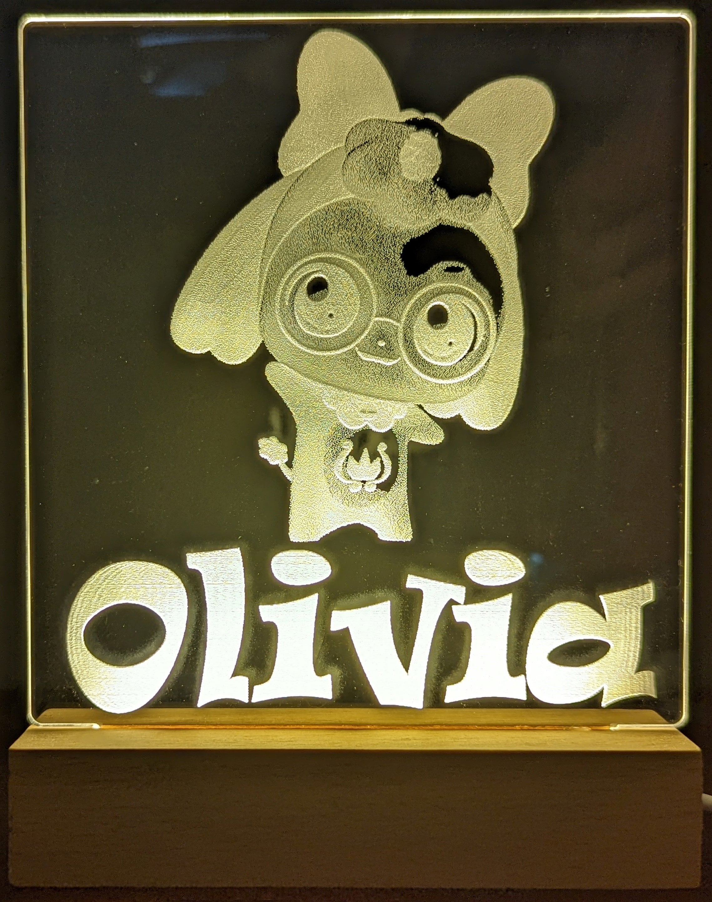 Acrylic Engraved LED Lamp With Solid Wooden Base. Teenieping - Etsy