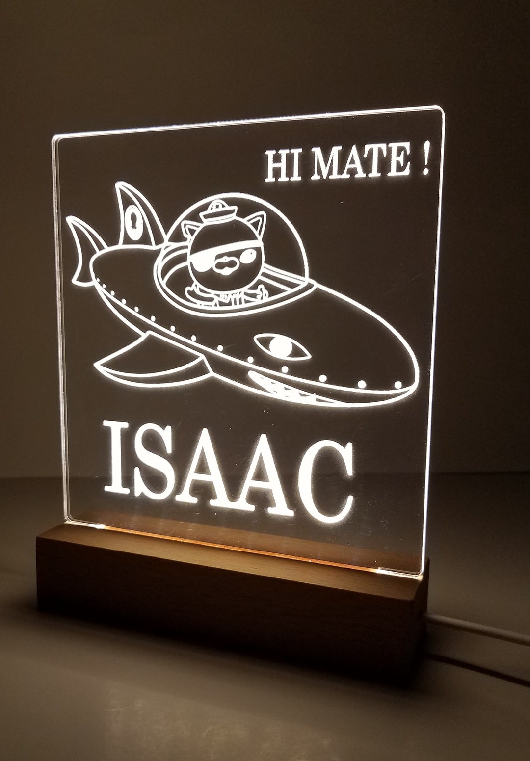 Acrylic Engraved LED Lamp With Solid Wooden Base. Octonauts Design ...