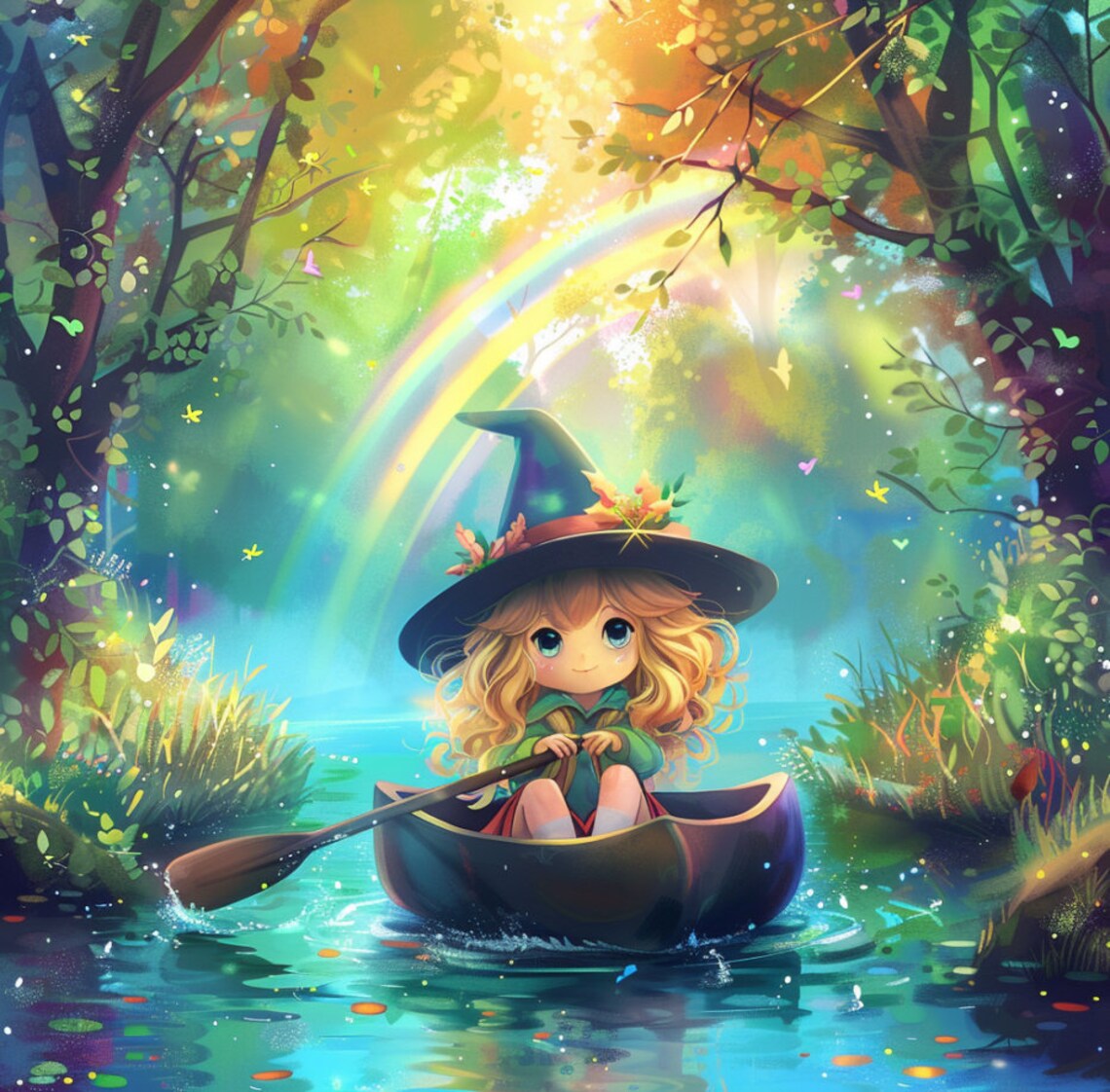Enchanting Witchy Baby Digital Print, Magical Nursery Art, Rainbow Baby ...