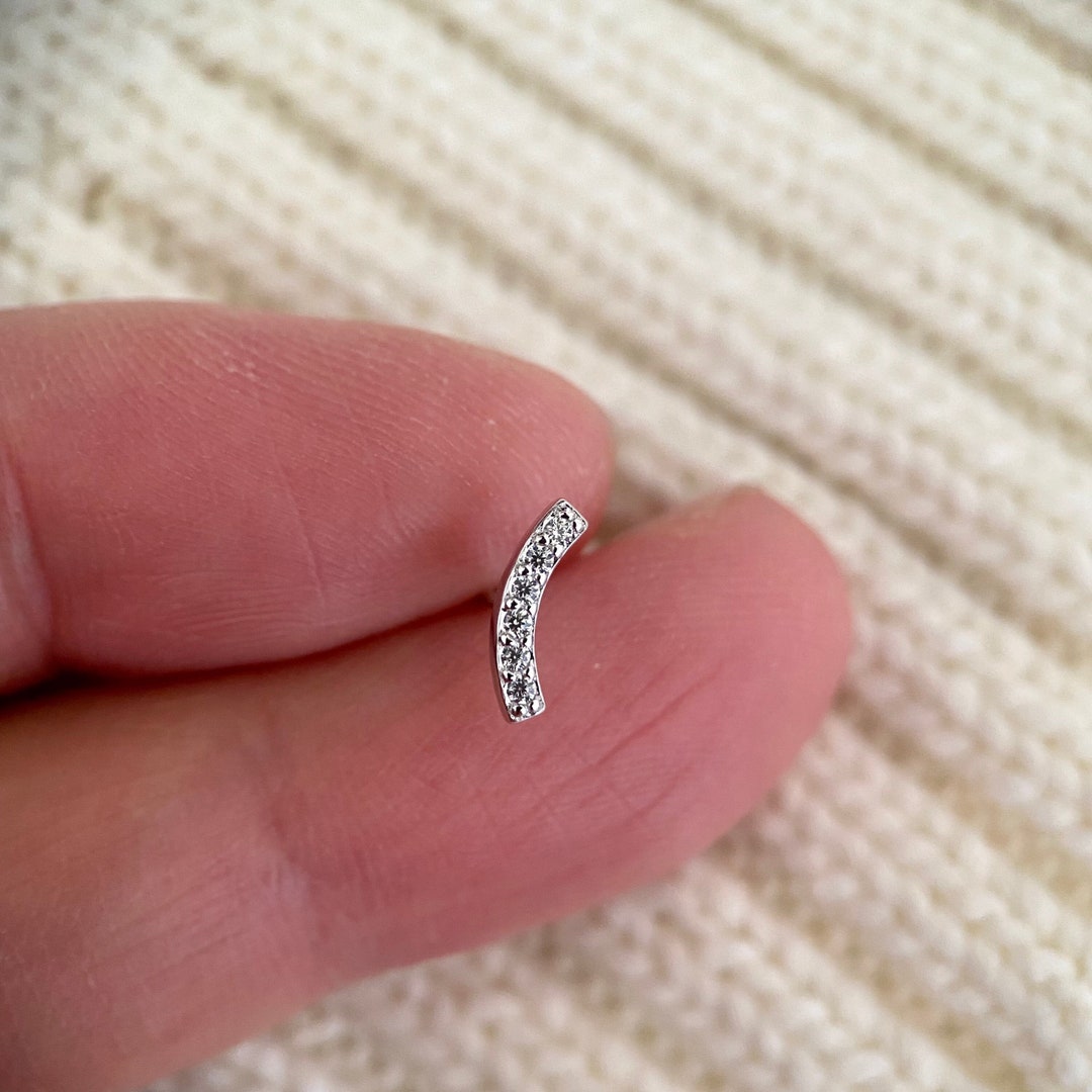 Puce d'oreille barre en argent s925 dorée minimaliste-PRIX - Etsy France