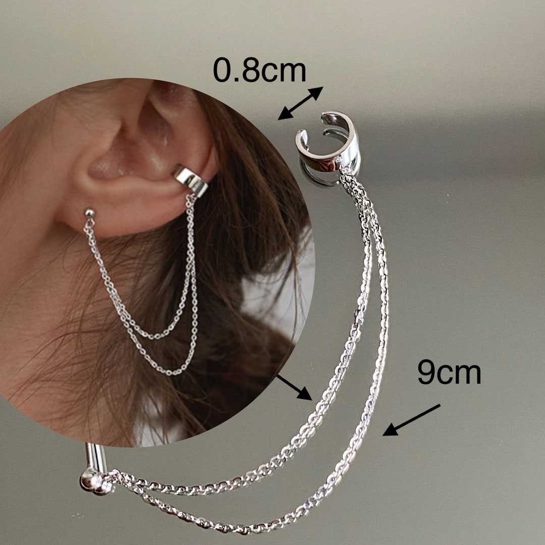 Ear Cuff Helix Chain Double Chain Earring Sterling Silver - Etsy