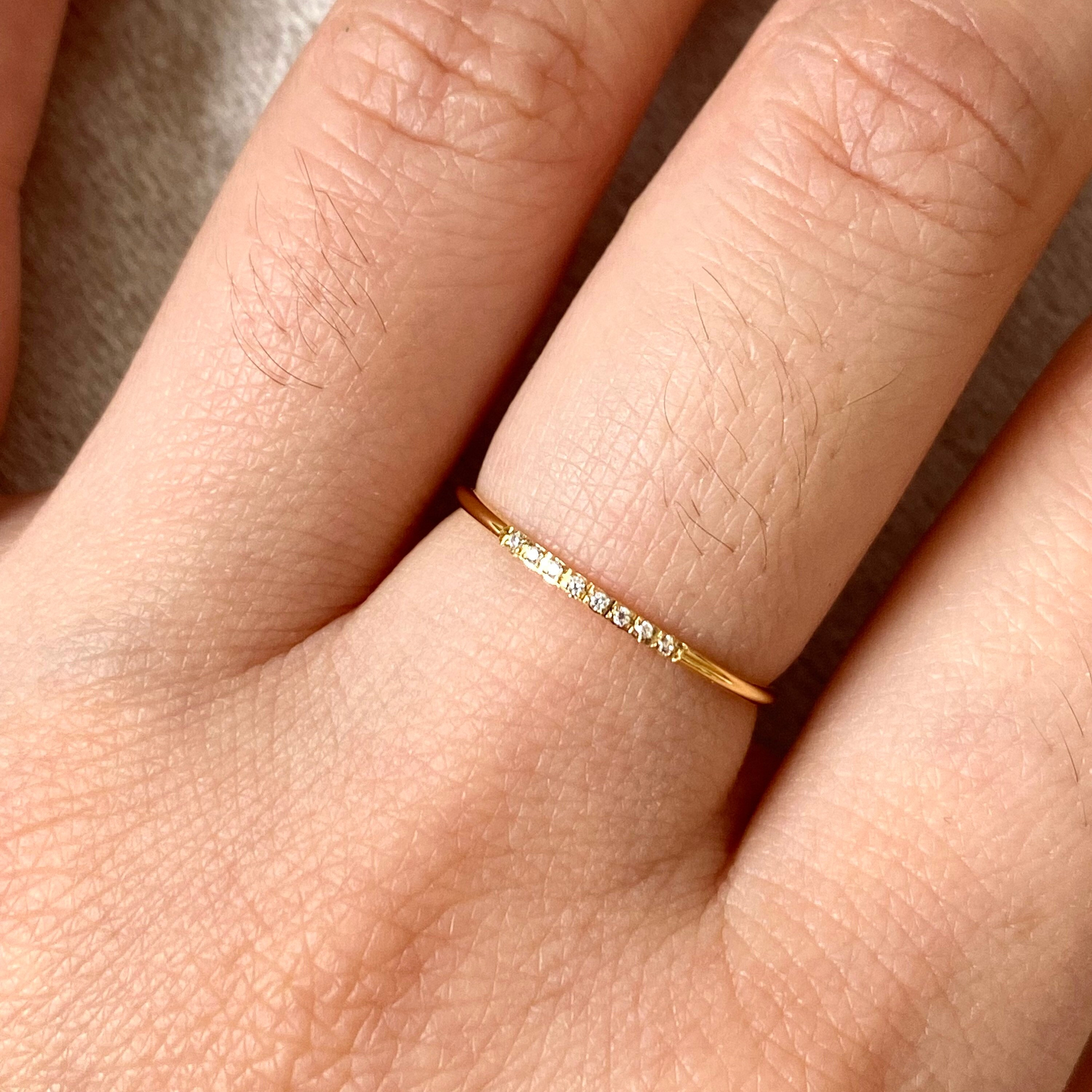 14k Gold Plated Ring Minimalist Style Precious Stone 5A Zircon Fine ...