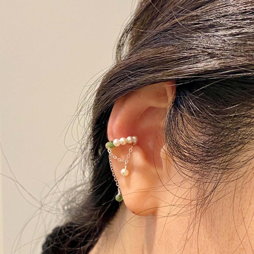 Ear Cuff With Double Chain, Sold Individually, Minimalist Ear Ring ...