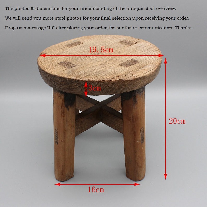 Small Round Chinese Antique Solid Elm Wood Stool - Etsy