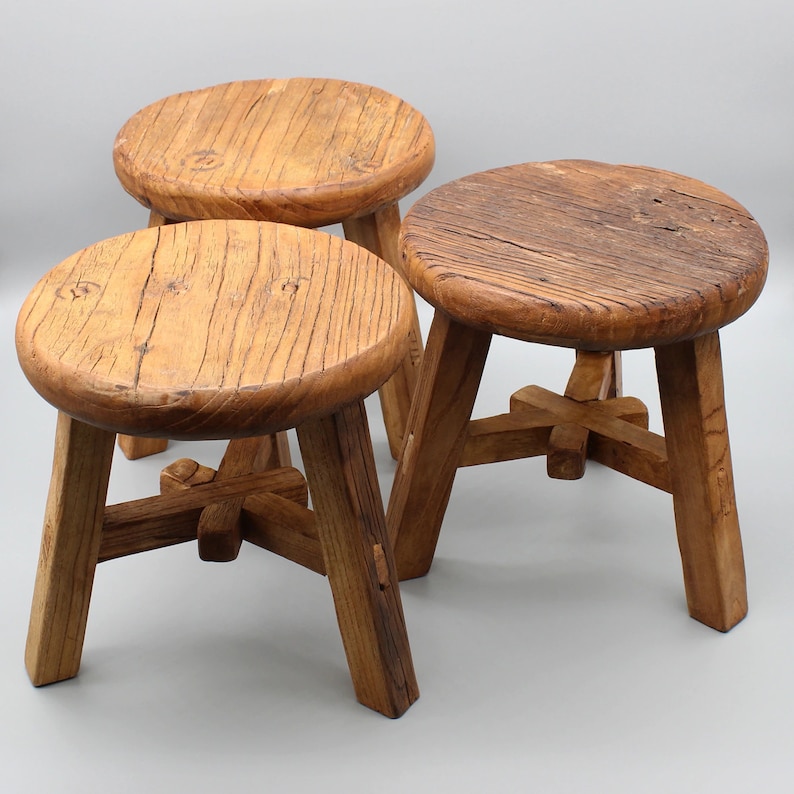 Small Round Chinese Stool From Reclaimed Elm Wood More Than 60 - Etsy