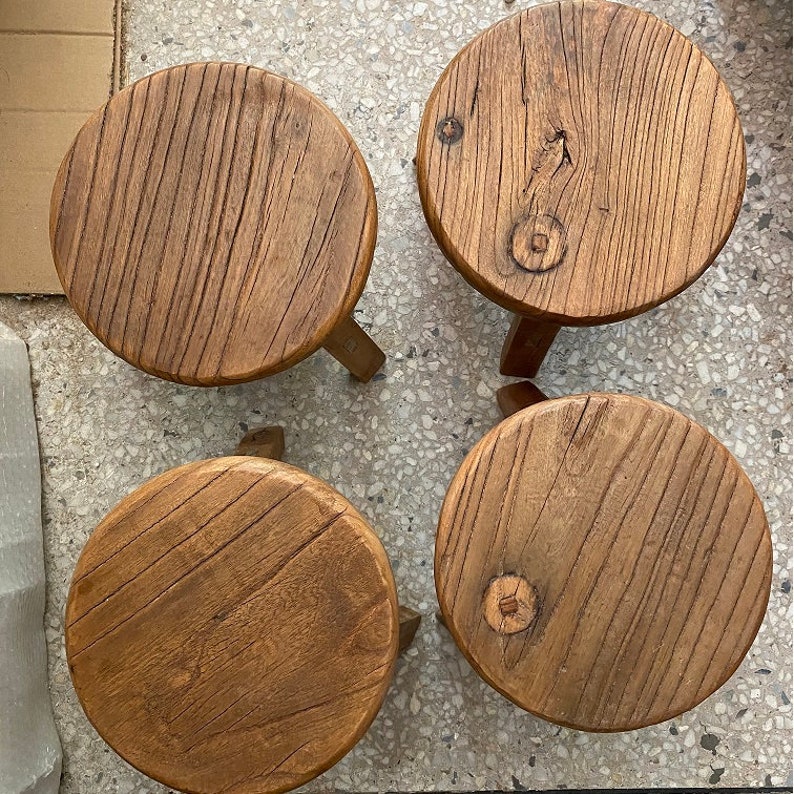 Small Round Chinese Stool From Reclaimed Elm Wood More Than 60 Years - Etsy