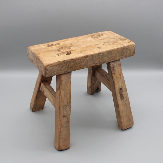 Chinese Antique Very Old Solid Wood Small Wooden Stool - Etsy