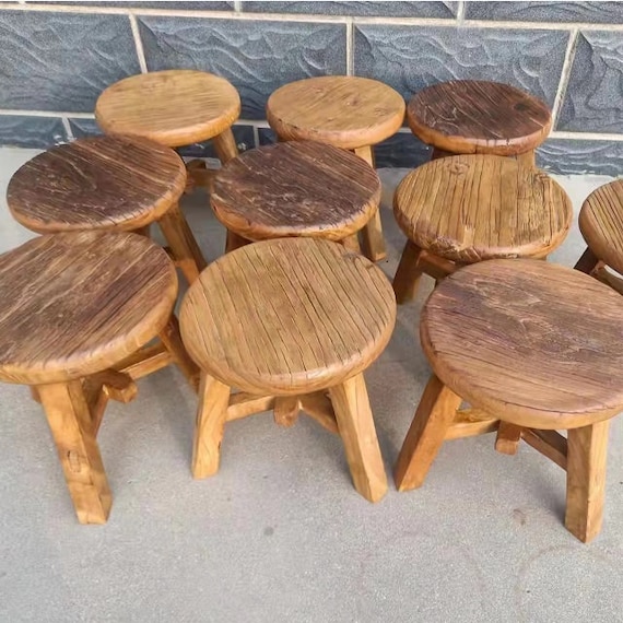 Buy Small Round Chinese Stool From Reclaimed Elm Wood More Than 60 Years Online in India Etsy