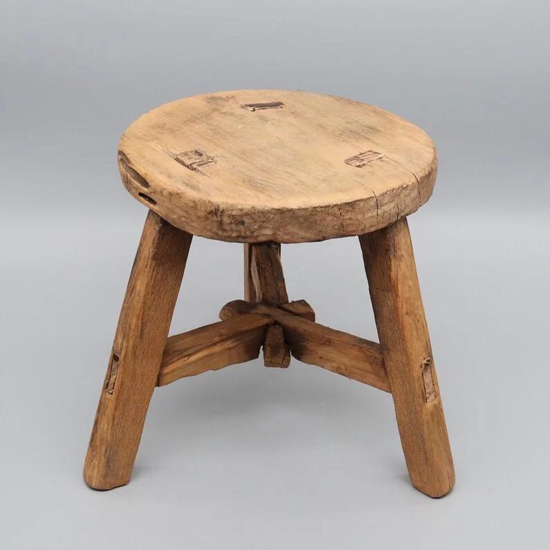 Small Round Chinese Antique Accent Piece Solid Elm Wood Stool Accent ...