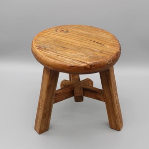 Small Round Chinese Stool From Reclaimed Elm Wood More Than 60 Years - Etsy
