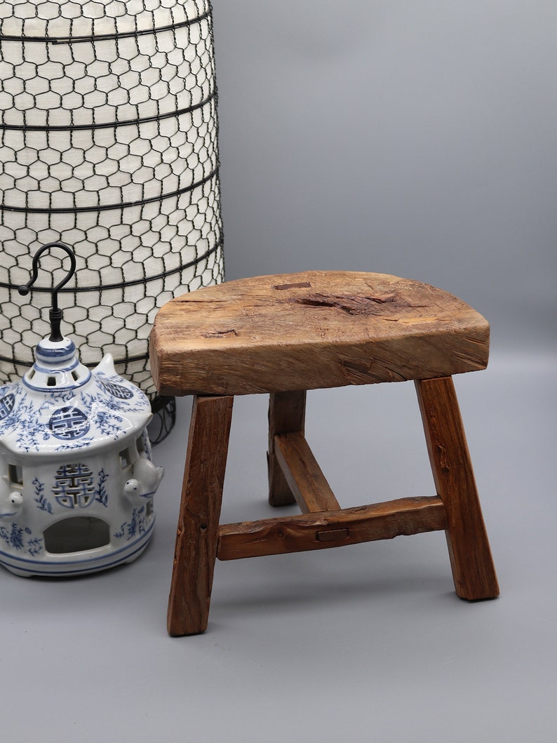 Chinese Garden Stool Antique Very Old Solid Wood Small Wooden - Etsy
