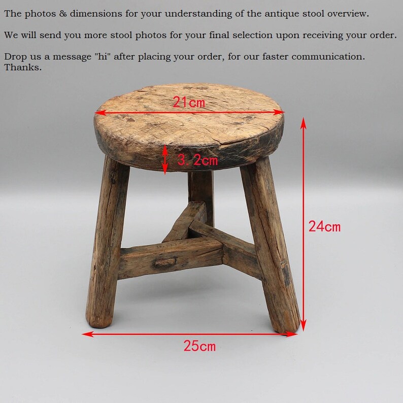 Small Round Chinese Antique Solid Elm Wood Stool - Etsy