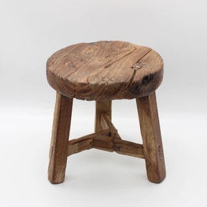 Small Round Chinese Antique Solid Elm Wood Stool - Etsy
