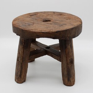 Small Round Chinese Antique Solid Elm Wood Stool - Etsy