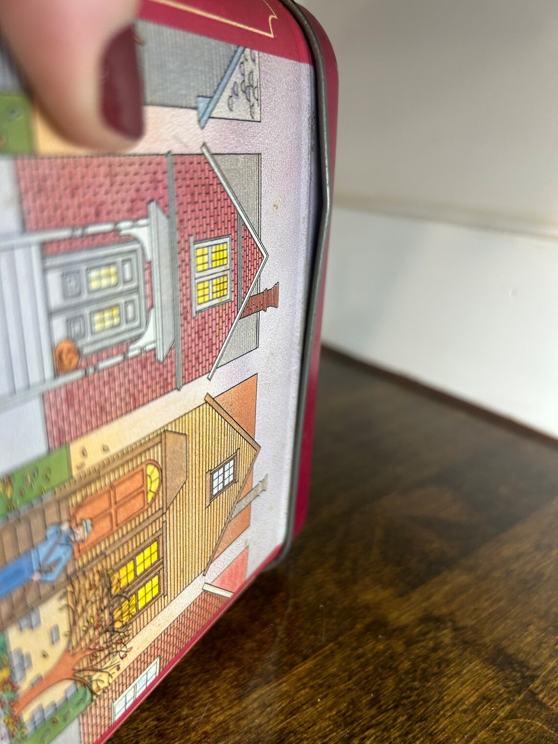 Vintage Tin With Pictures of All Four Seasons | Red Tin - Etsy