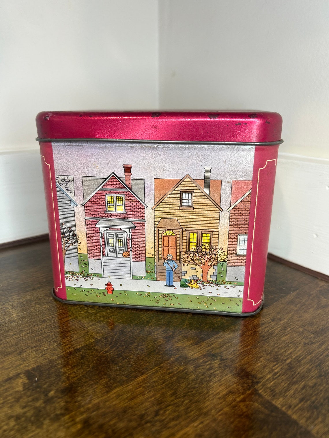 Vintage Tin With Pictures of All Four Seasons Red Tin - Etsy