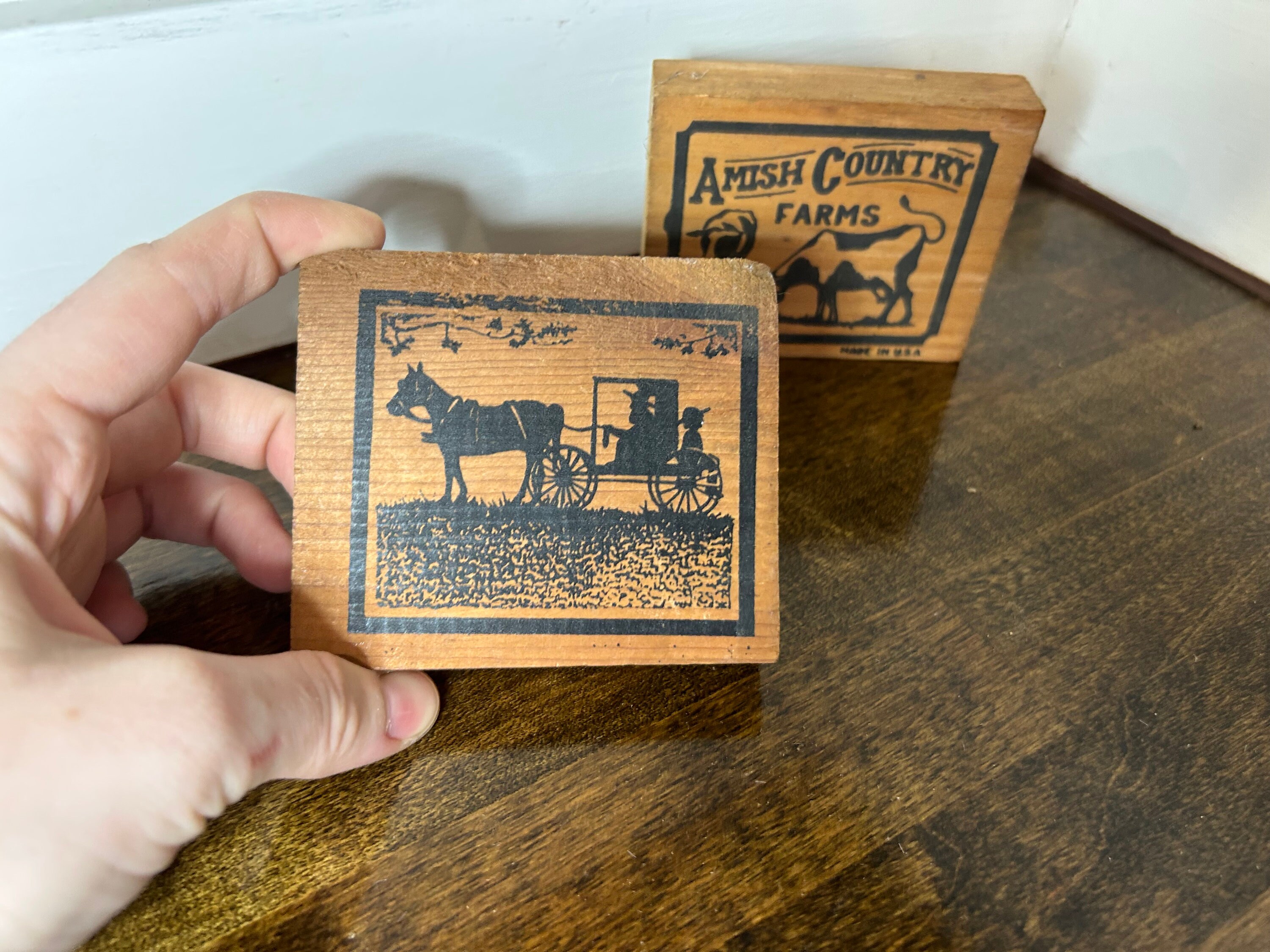 Vintage Wooden Blocks Amish Country Farms - Etsy
