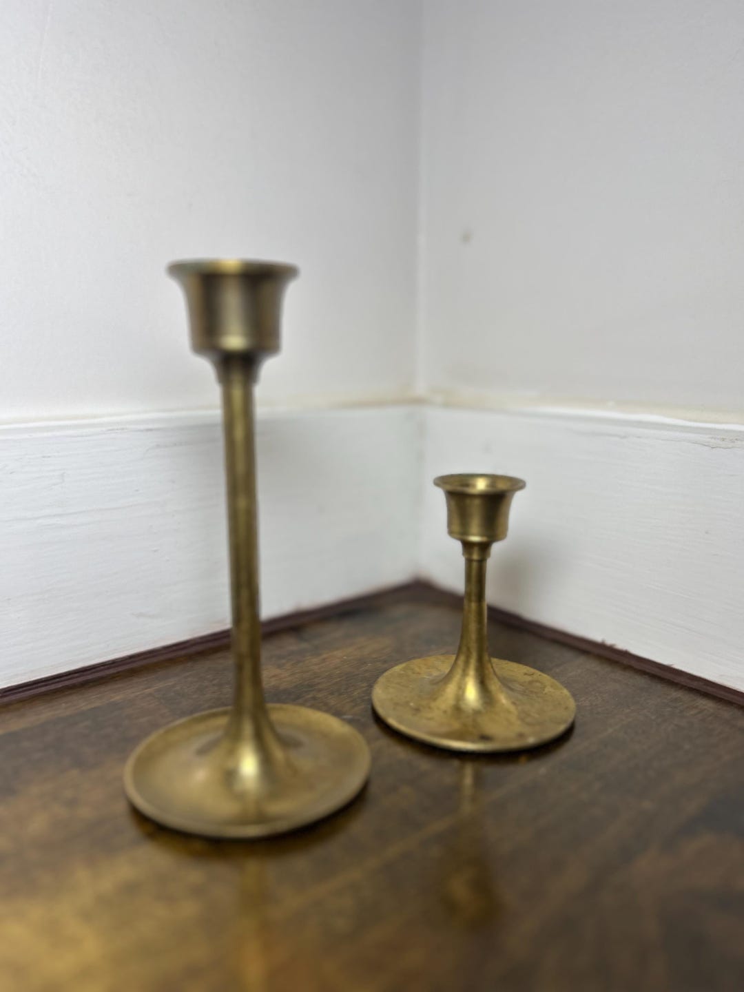 Pair of Vintage Brass Candlestick Holders - Etsy