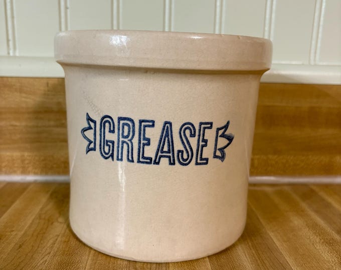Vintage Grease Crock | Stoneware Pottery - Etsy
