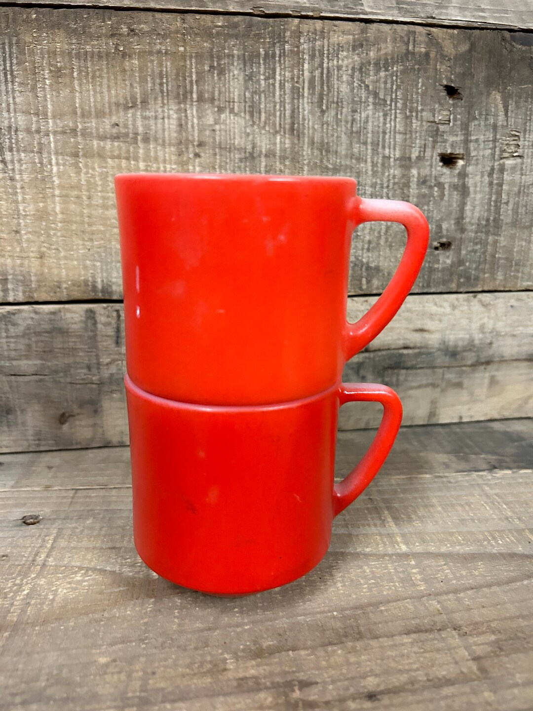 Red, Vintage, Stackable Fire King Mugs - Etsy