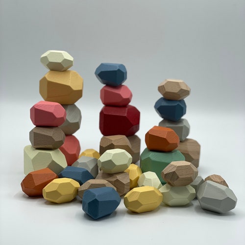 Wooden Stacking Stones Montessori Educational Toys - Etsy