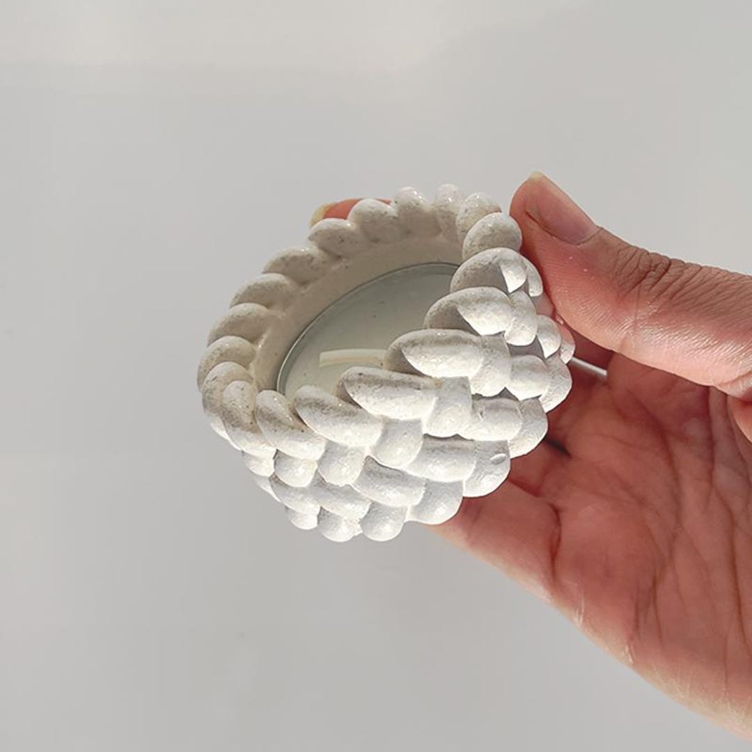 LUNA Mini Gypsum Tea Light Holder | Handmade Rustic Modern Candle ...
