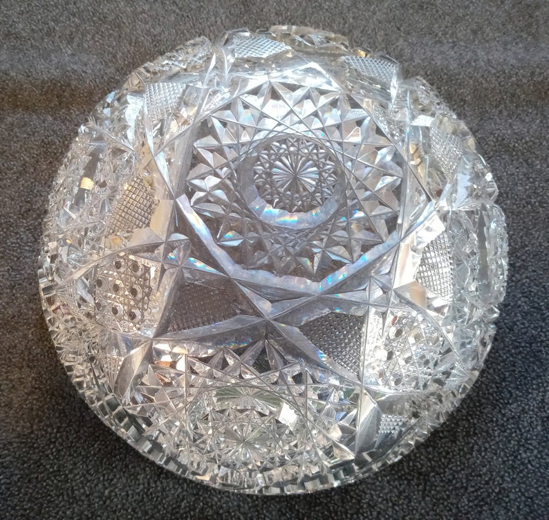 American Brilliant Hand-cut Lead Crystal Bowls Sawtooth Edge, Swirls ...