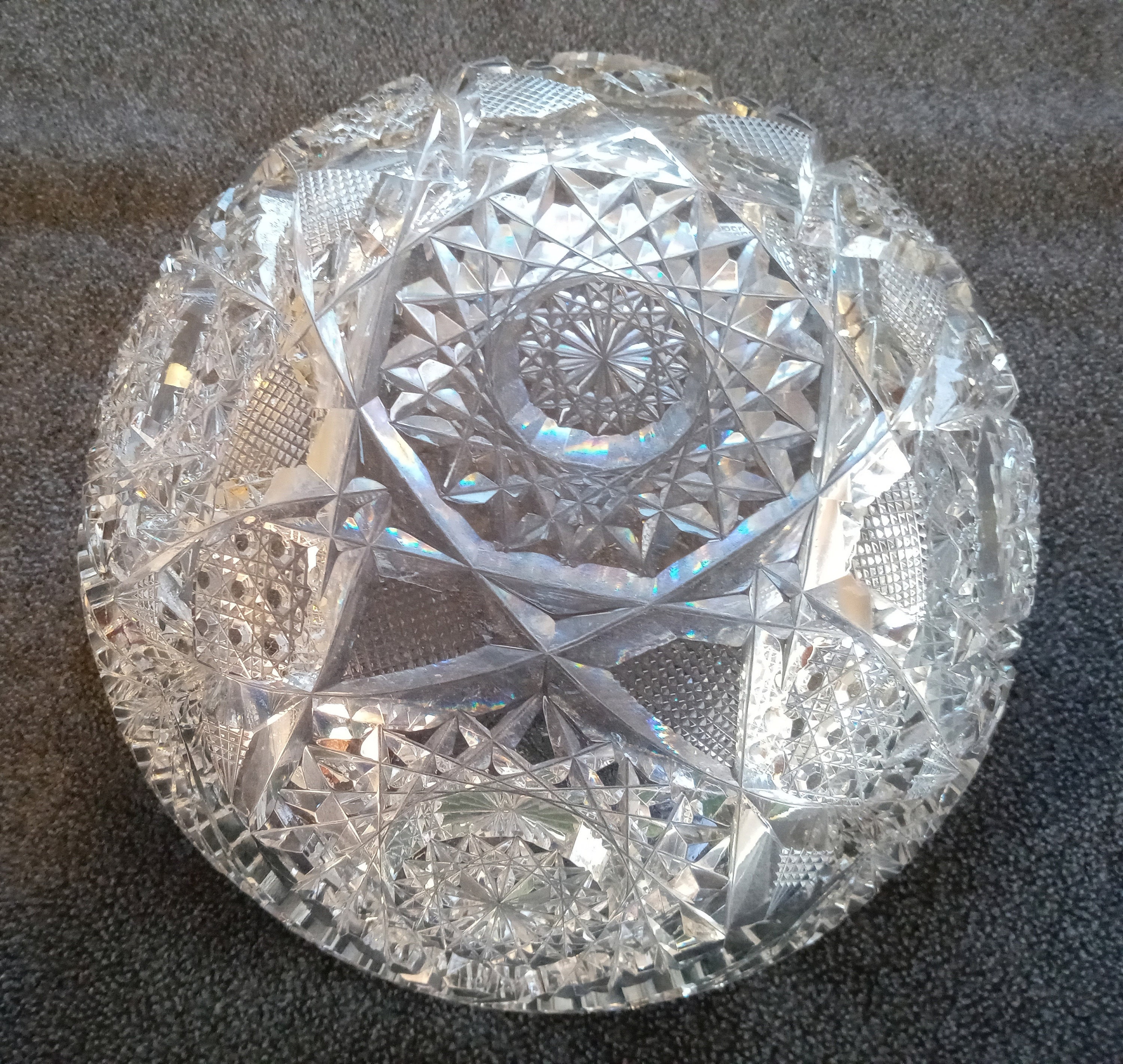 American Brilliant Hand-cut Lead Crystal Bowls Sawtooth Edge, Swirls ...