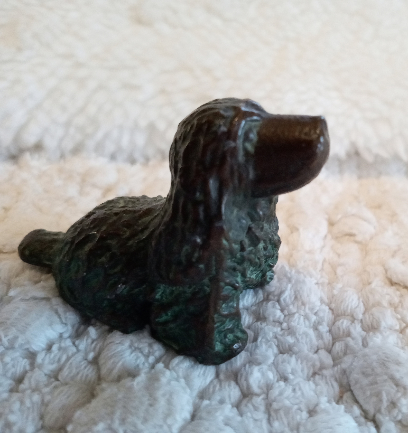 Cast Iron Cocker Spaniel Puppy Figurine, Slight Patina Finish, Adoring ...