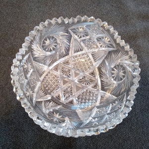 American Brilliant Hand-cut Lead Crystal Bowls Sawtooth Edge, Swirls ...