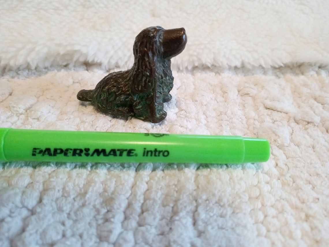 Cast Iron Cocker Spaniel Puppy Figurine, Slight Patina Finish, Adoring ...
