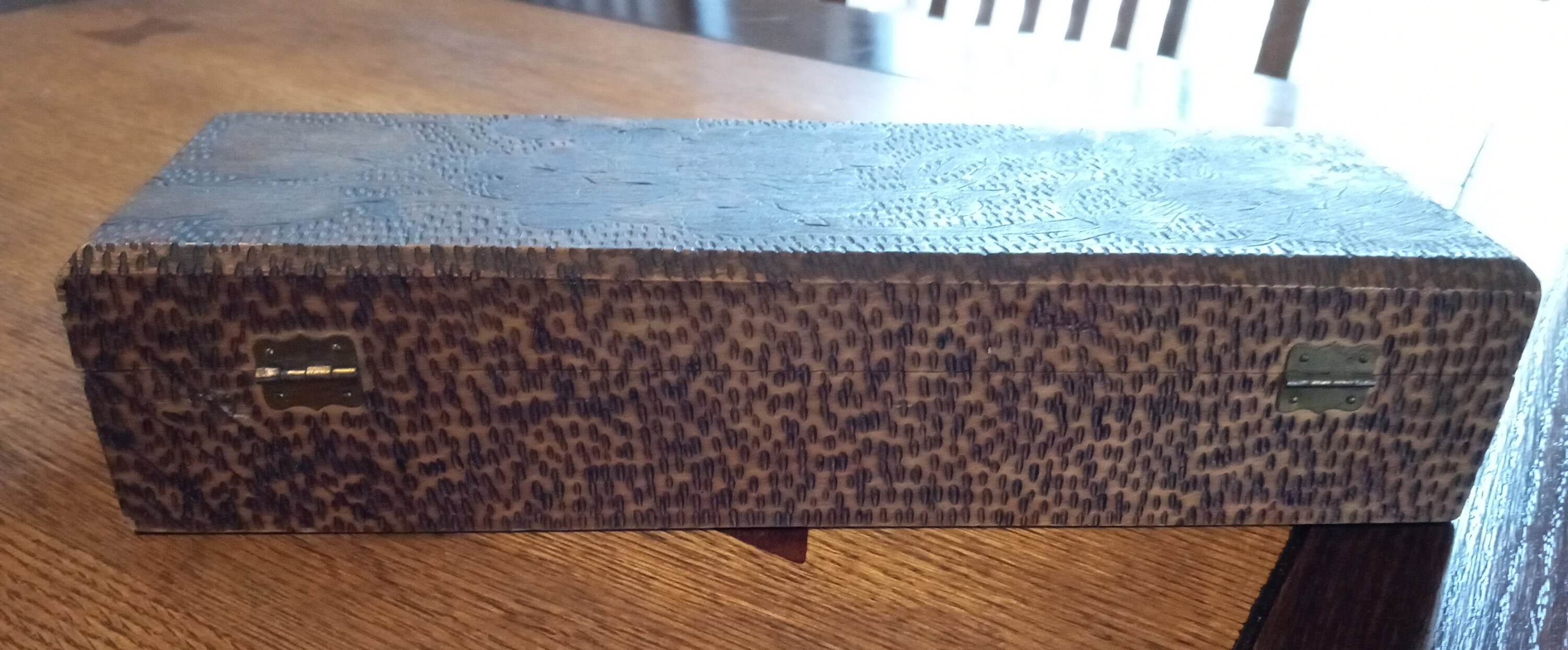 Vintage, Collectable Men's Wooden Tie Box, Embossed, 1900s, Inscribed ...