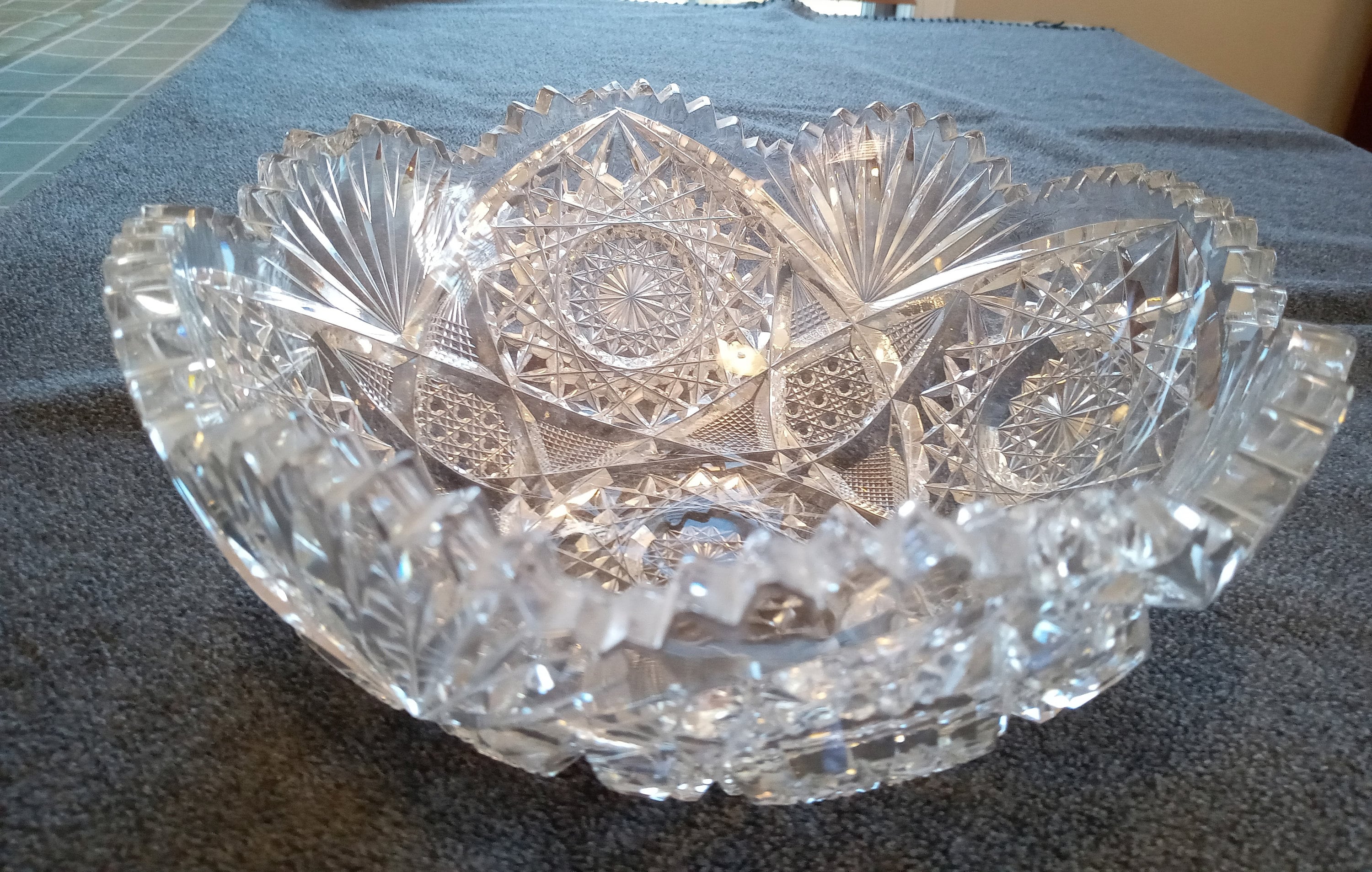 American Brilliant Hand-cut Lead Crystal Bowls Sawtooth Edge, Swirls ...