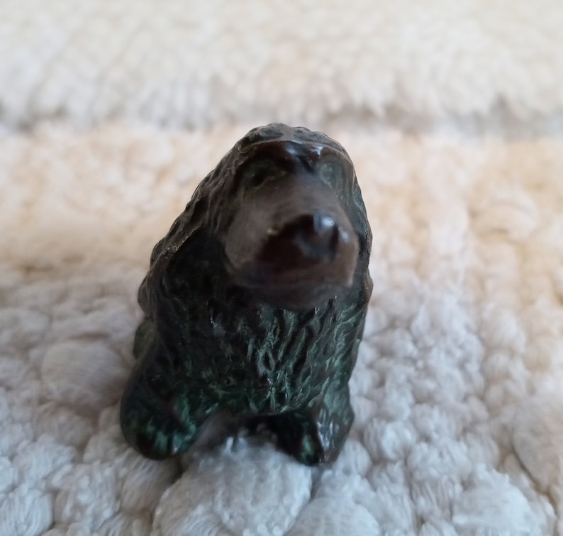 Cast Iron Cocker Spaniel Puppy Figurine, Slight Patina Finish, Adoring ...