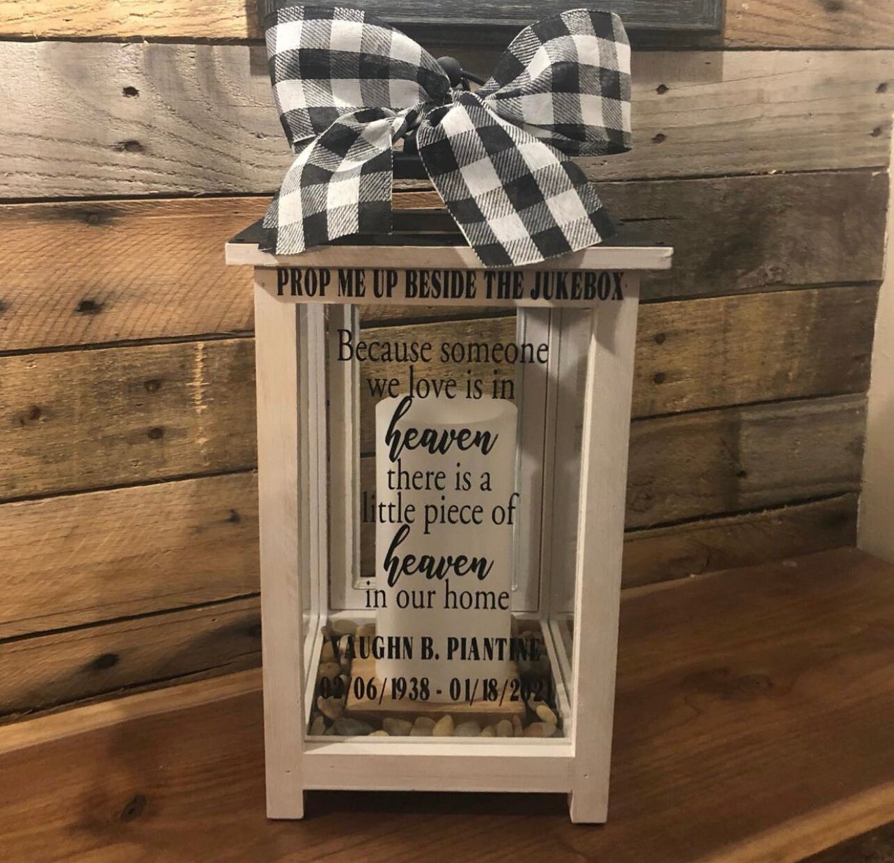 Custom Memorial Lantern With Glowing Candle - Etsy